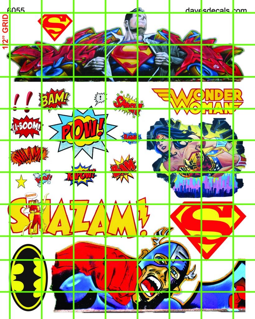 6055 – GRAFFITI – SUPERHERO SET SUPERMAN, SHAZAM, WONDER WOMAN ...