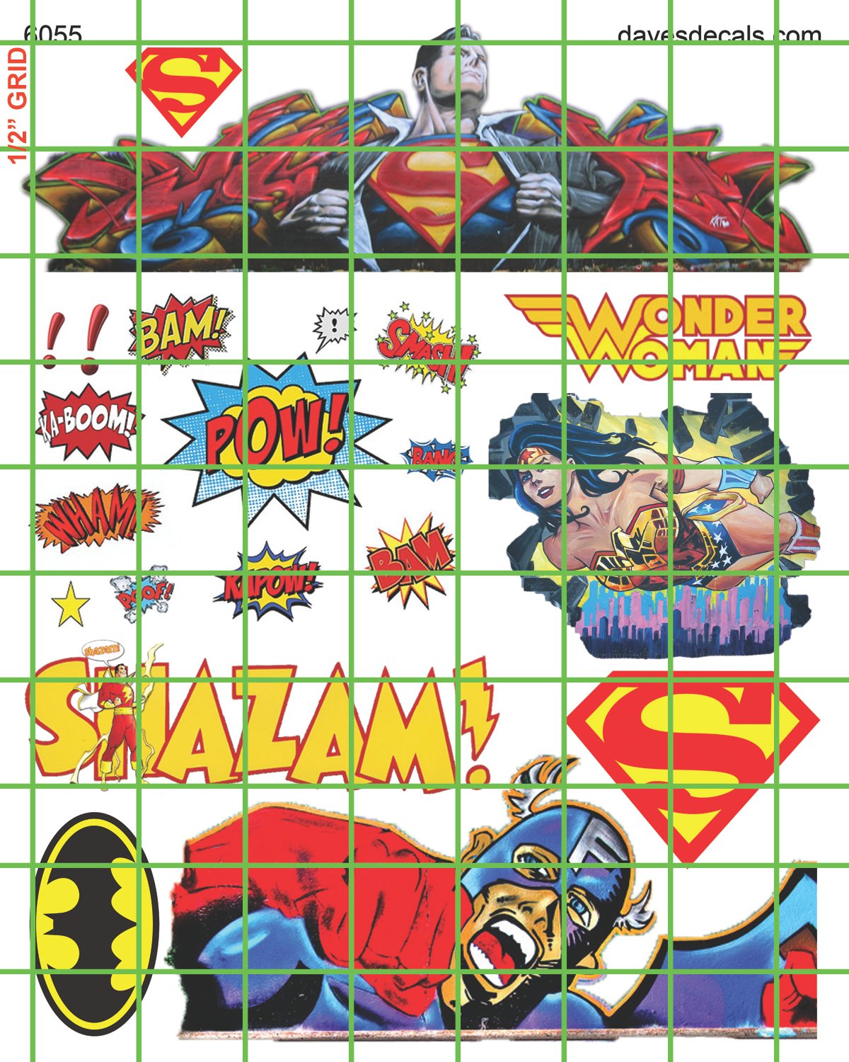 6055 – GRAFFITI – SUPERHERO SET SUPERMAN, SHAZAM, WONDER WOMAN ...