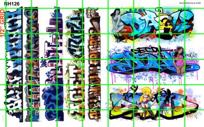 NH126 N SCALE HALF SETS – GRAFFITI BOXCAR TRAIN WALLS URBAN MODERN ...